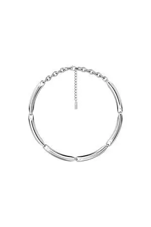DIESEL® Stainless Steel Chain Necklace With Logo Detail - Silver
