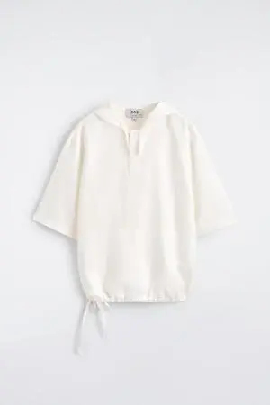 Cos Drawstring Hooded Linen Popover Shirt