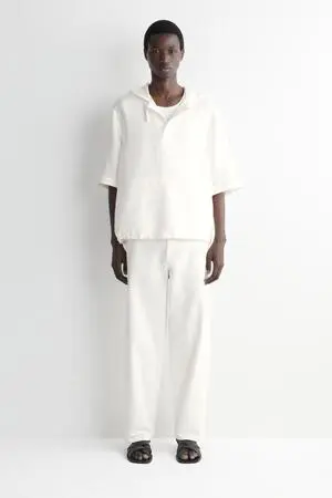 Cos Drawstring Hooded Linen Popover Shirt