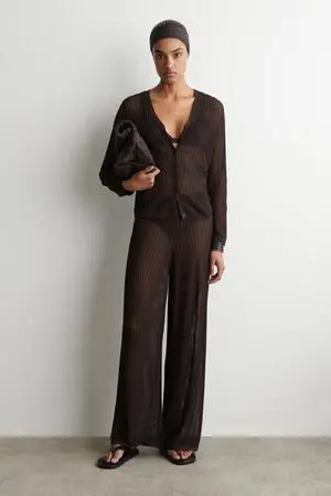 Cos Ribbed Open-knit V-neck Cardigan