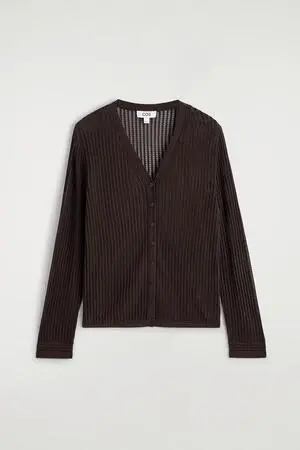 Cos Ribbed Open-knit Cardigan - Brown