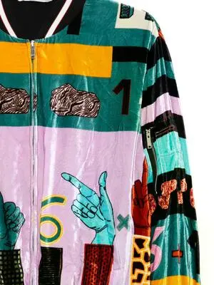 Valentino Garavani Graphic Print Velvet Bomber Jacket