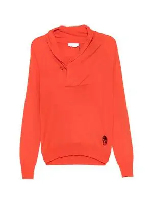 Alexander McQueen Skull Embroidered Cashmere Sweater - Red