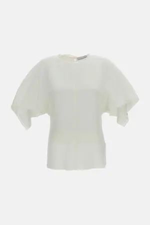 Stella McCartney Handkerchief Satin Top With Asymmetrical Batwing Sleeves