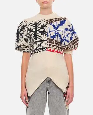 Sacai Long Pattern Knitwear With Short Wide Sleeves