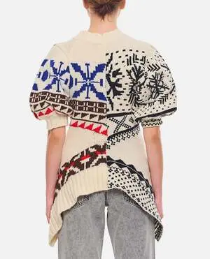Sacai Long Pattern Knitwear With Short Wide Sleeves