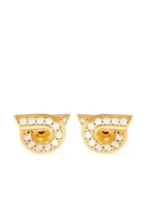 FERRAGAMO Gancini Earrings With Crystal Pave - Silver