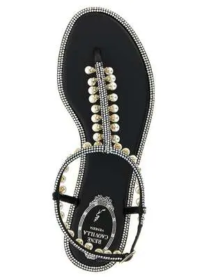 Rene Caovilla Diana Embellished Satin Flat Sandals - Multicolor