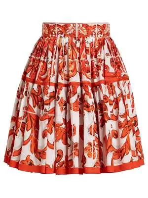 Dolce & Gabbana Majolica-print Poplin Short Skirt - Multicolor