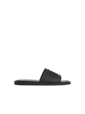 Dolce & Gabbana Dg Logo Rubber Slides - Black