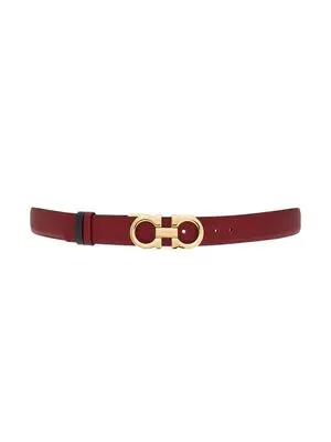 FERRAGAMO Hammered Leather Reversible Gancini Belt