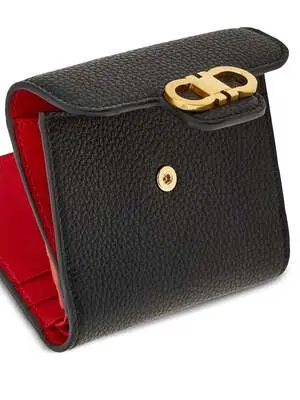 FERRAGAMO Gancini Grained Leather Compact Wallet - Black