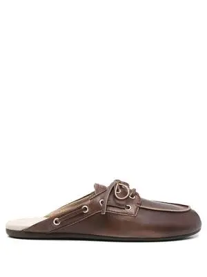 Miu Miu Faded Leather Deck Mules - Brown
