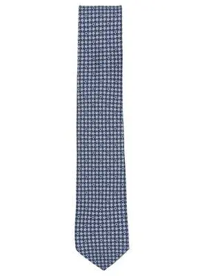 FERRAGAMO Silk Printed Neck Tie - Blue