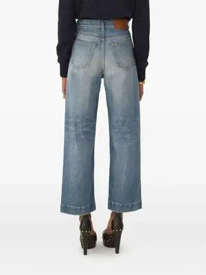 Chloé High-rise Cropped Wide-leg Jeans - Blue