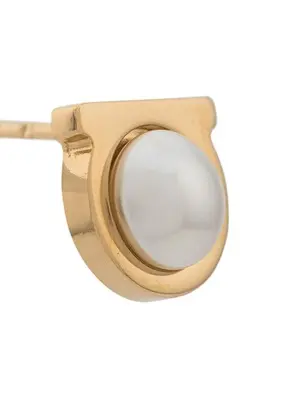 FERRAGAMO Gancini Pearl Stud Earrings - Silver