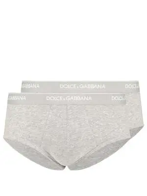 Dolce & Gabbana Two-pack Of Stretch Cotton Brando Briefs - Gray