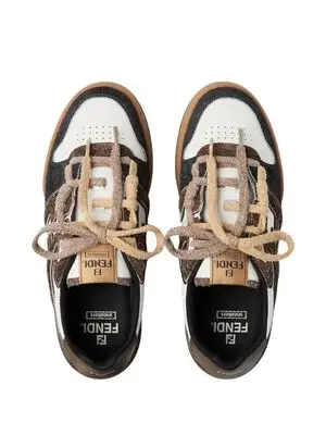 Fendi Match Leather And Suede Sneakers - White