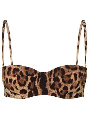 Dolce & Gabbana Leopardo" Print Underwire Bikini Bra - Brown