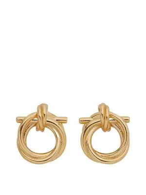 FERRAGAMO Brass Knotted Hoop Stud Earrings - Silver