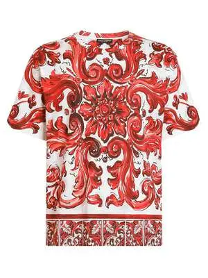 Dolce & Gabbana Majolica-print Cotton T-shirt - Red