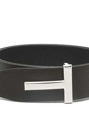 TOM FORD Grained Leather T Icon Reversible Belt - Brown