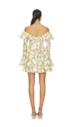 Agua Bendita Floral Off-the-shoulder Dress