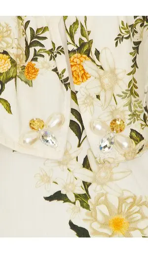 Agua Bendita Floral Off-the-shoulder Dress