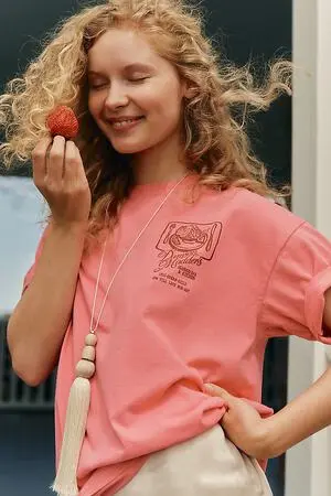 DAMSON MADDER Organic Cotton Graphic T-shirt - Pink