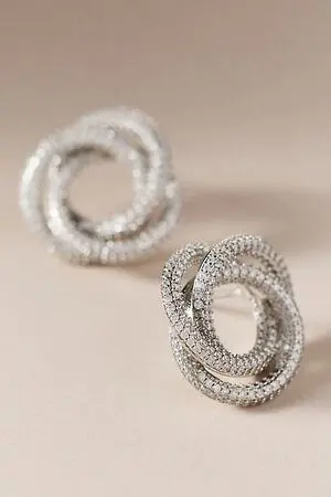 CZ BY KENNETH JAY LANE Pavé Triple Circle Earrings - Silver