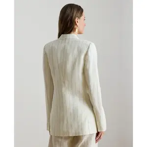 Ralph Lauren Striped Linen Twill Double-breasted Blazer