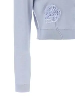 SELF-PORTRAIT Floral Appliqué Cardigan - Blue