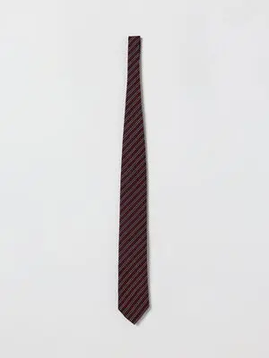 Zegna Burgundy Striped Silk Neck Tie - Red