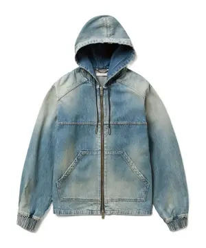 1989 STUDIO Hooded Denim Jacket With Zip Closure