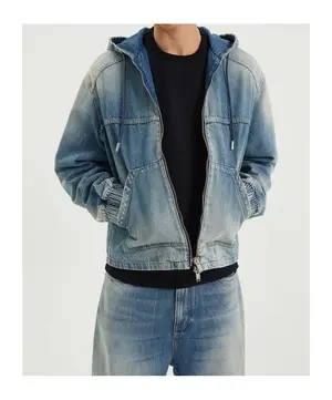 1989 STUDIO Hooded Denim Jacket With Zip Closure