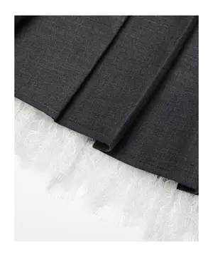 SELF-PORTRAIT Pleated Mini Skirt With Lace Trim