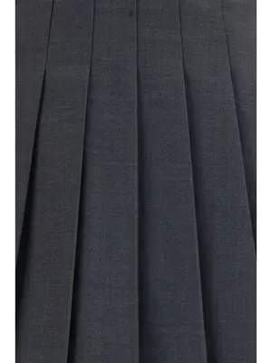 SELF-PORTRAIT Pleated Lace-trim Skirt - Grey