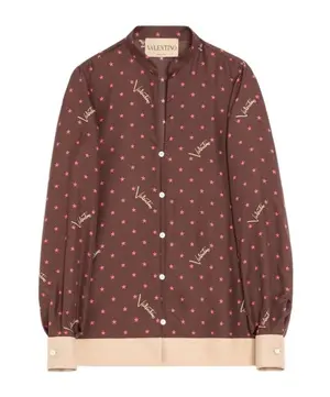Valentino Garavani Printed Long Sleeve Shirt With Stand-up Collar
