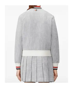 Thom Browne Zip-up Bomber Jacket With Signature Rwb Detailing