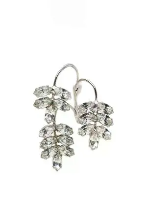 JENNIFER BEHR Crystal-embellished Leaf Drop Earrings - Silver