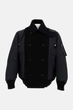 Sacai Double-breasted Wool Puffer Jacket - Multicolor