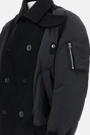 Sacai Double-breasted Wool Puffer Jacket - Multicolor
