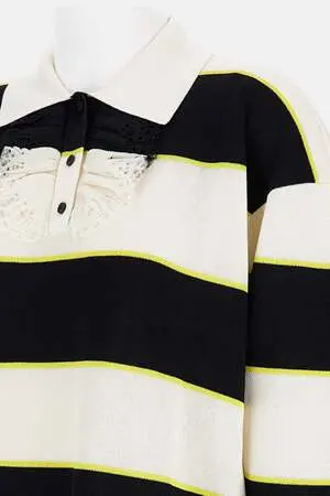 Alexander McQueen Striped Polo With Ruffle Detail