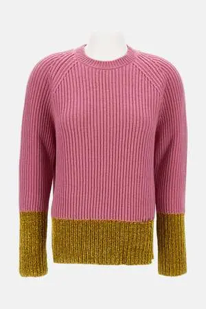 Marni Crew Neck Sweater In Wool With Contrast Stitching