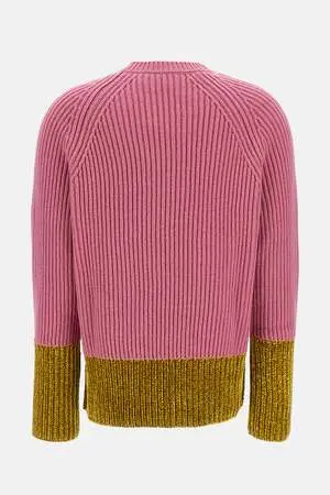 Marni Crew Neck Sweater In Wool With Contrast Stitching