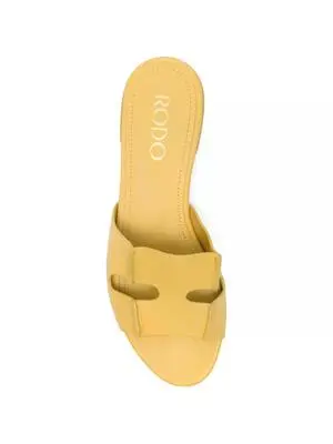 Rodo Mustard Leather Cut-out Sandals