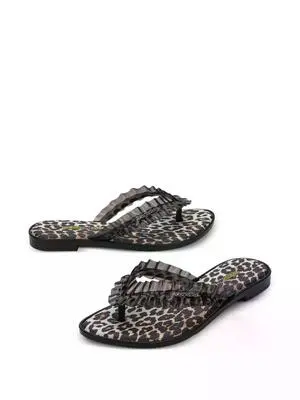 Melissa Ganni Leopard-print Ruffled Flip Flops