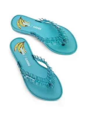 Melissa X Ganni Ruffled Flip-flops - Blue