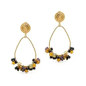JAREDJAMIN Gold Plated Cubism Drop Earrings With Onyx And Glass