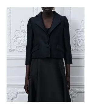 Dior Cropped Jacket With Bow Detail - Black